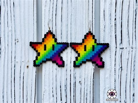 Star Perler Earrings Mario Star Perler Earrings Etsy
