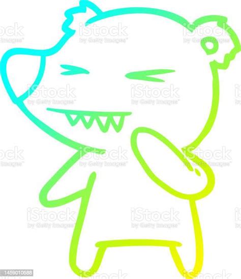 Dessin Au Trait Dégradé Froid Dun Dessin Animé Dours Polaire En Colère