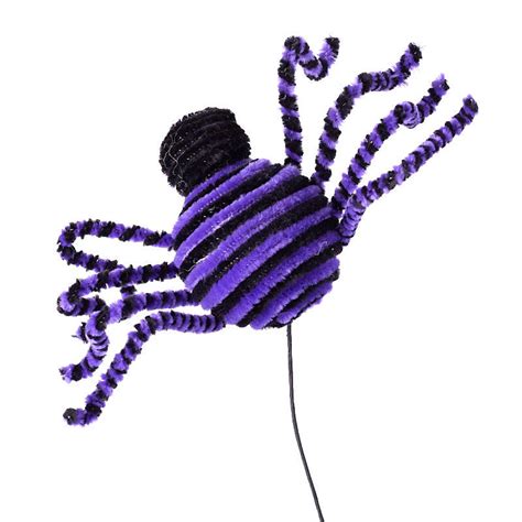 Purple And Black Chenille Spider Pick Birds And Butterflies Basic Craft Supplies Craft
