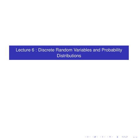 Article 6 Statistics For Reference Lecture 6 Discrete Random