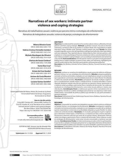 Pdf Narratives Of Sex Workers Intimate Partner Violence And Coping
