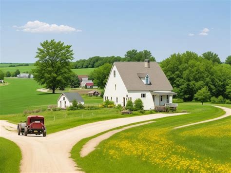 Premium Photo Rural Commune In Rural Iowa With A Green Village