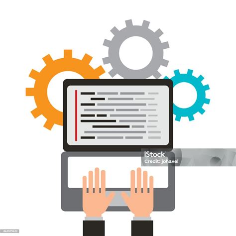 Tangan Programmer Yang Bekerja Bahasa Solusi Pemrograman Web Ilustrasi