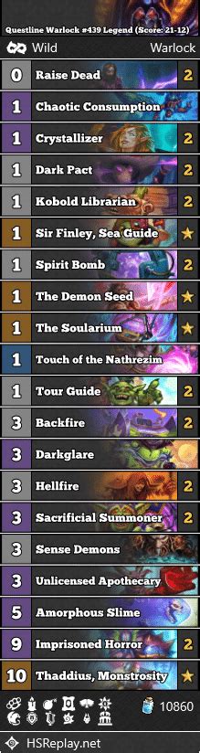 Questline Warlock 439 Legend Score 21 12 Hearthstone Wild Decks