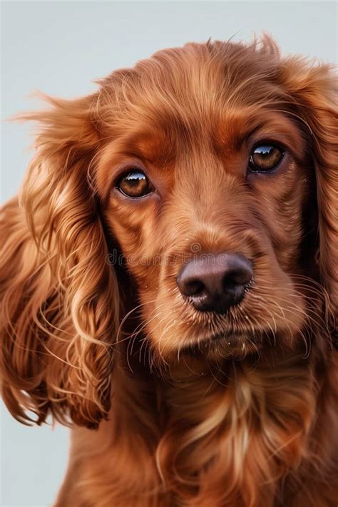 Portrait Of An Irish Red Cocker Spaniel Close Up Stock Illustration