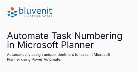 Automate Task Numbering In Microsoft Planner Bluvenit Ag
