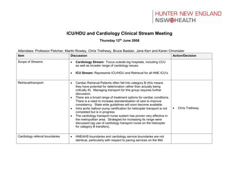 ICU HDU And Cardiology Clinical Stream Meeting