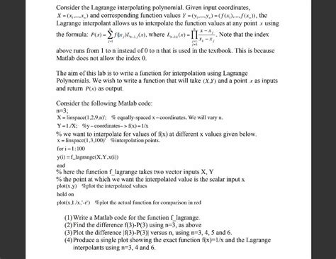 Solved Consider The Lagrange Interpolating Polynomial Given Chegg
