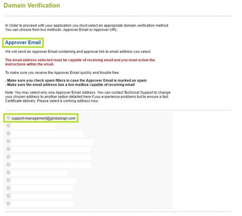 performing domain verification approver email performing domain