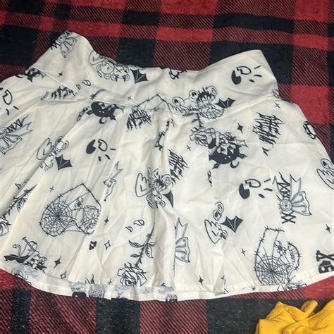 Skirts Goth Spiderweb Skirt White With Black Graphic Design Poshmark