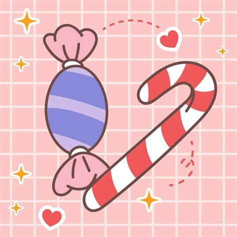 Kawaii Food Of Sweet Candy Vector Hand Drawn Cute Cartoon Character