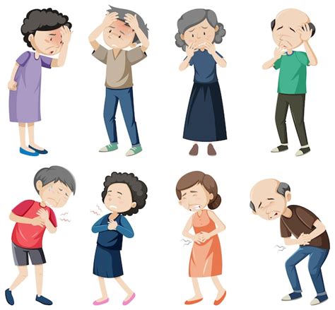 노인 질병 세트 무료 벡터