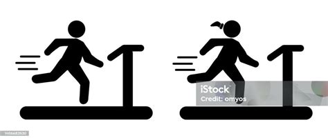 Simple Vector Fat Or Obesity Stickman Stick Man Woman Run Or At