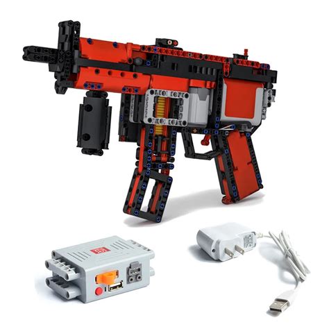신상 기계 Moc 29369 빌딩 블록 연속 발사 총알 Mp5 모터 기관단총 부품 하이테크에 적합한 Diy 모델 블록