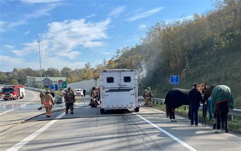 Truck Hauling Horse Trailer Catches Fire Shuts Down Northbound I 75