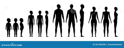 Front And Side View Human Body Silhouette Vector Illustration
