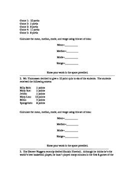 Mean Median Mode And Range Word Problems FREE By Donnie Thomassen