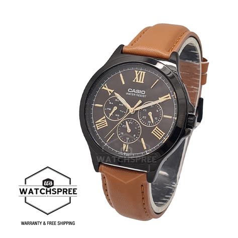 Casio Men S Analog Multi Hands Brown Leather Strap Watch MTPV300BL 5A