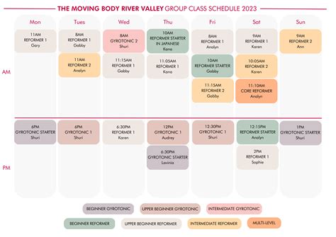 River Valley Group Class Schedule The Moving Body Group