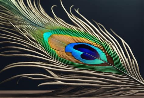 Premium Ai Image Beautiful Peacock Feather With Blue And Gold