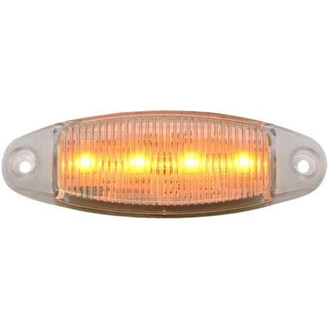 4 Diode Amber Led Clear Lens Oval Clearance Marker Light 4 State Trucks