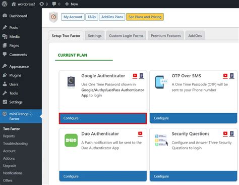 setup lastpass authenticator for two factor authentication wordpress