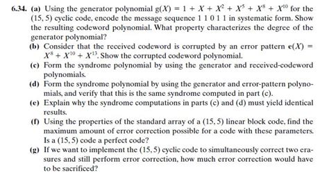 6 34 a using the generator polynomial g x 1 x