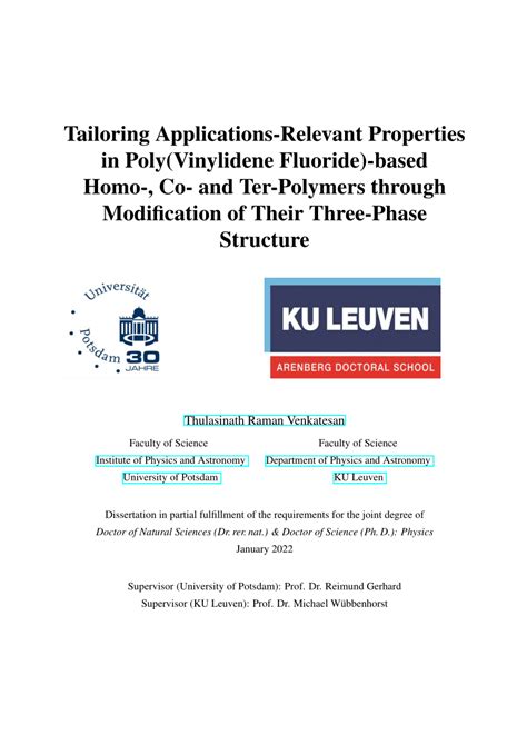 Pdf Tailoring Applications Relevant Properties In Polyvinylidene