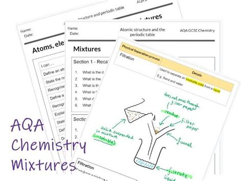 Gcse Aqa Chemistry Atomic Structure And The Periodic Table Mixtures Workbook Teaching
