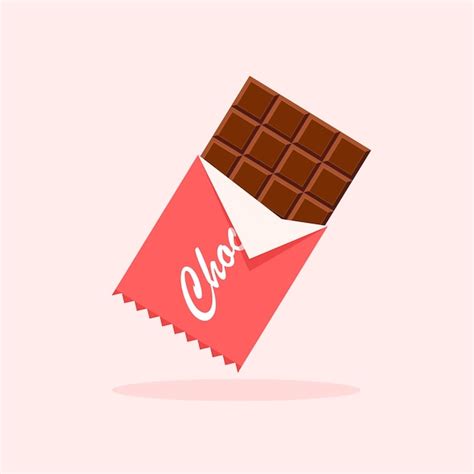 Barra De Chocolate Em Vermelho Aberto Embrulhado E Folha Modelo De