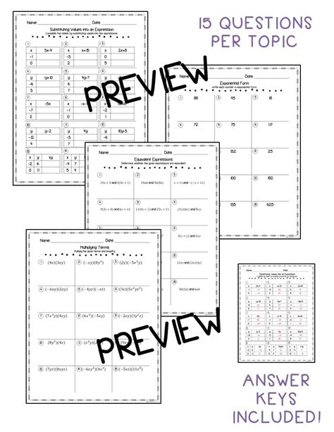 Variables Terms And Expressions Editable Student Practice Pages Made By Teachers
