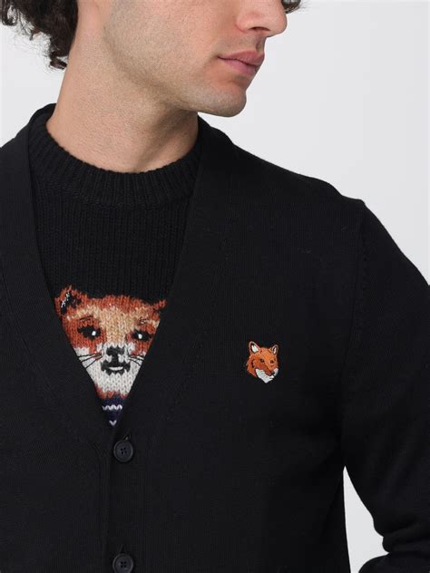 Maison Kitsuné Wool Cardigan With Logo Black Pm00501kt1181 Gigliocom