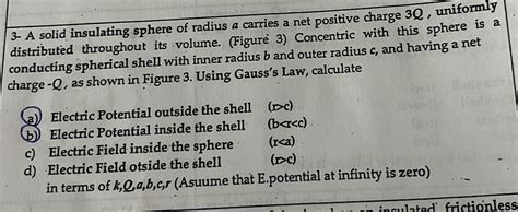 Solved 3 ﻿a Solid Insulating Sphere Of Radius A Carries A