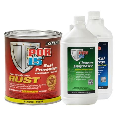 Rust Preventative Coating Clear Quart Kit With Metal Prep And Degreaser Restomotive
