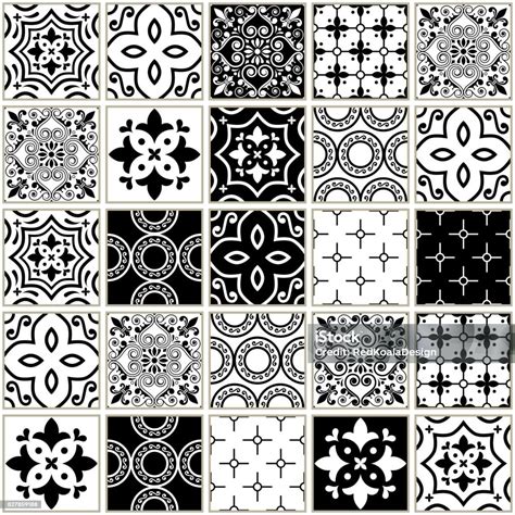 Veector 네이 비 블루 타일 패턴 아즈포르투갈 원활한 타일 디자인 단색 도자기 세트 패턴에 대한 스톡 벡터 아트 및 기타 이미지 Istock