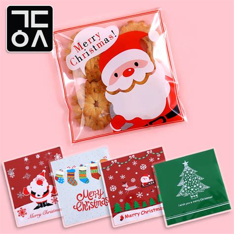 간단 크리스마스 포장 쿠키 Opp 봉투 산타 선물 사탕 간식 캔디 비닐 어린이집 포장지 추억의 문방구