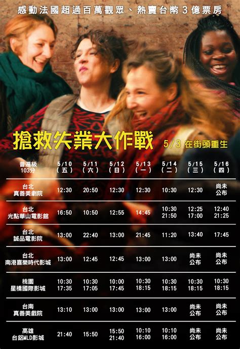 捷傑電影 《搶救失業大作戰》第二周時刻表｜510 516 🙂 讓你笑中帶淚、給你從谷底向上的力量 🙃 Facebook
