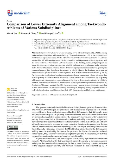Pdf Comparison Of Lower Extremity Alignment Among Taekwondo Athletes Of Various Subdisciplines