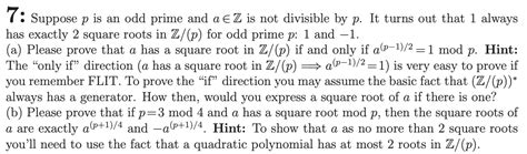Solved 7 Suppose P Is An Odd Prime And A∈z Is Not Divisible