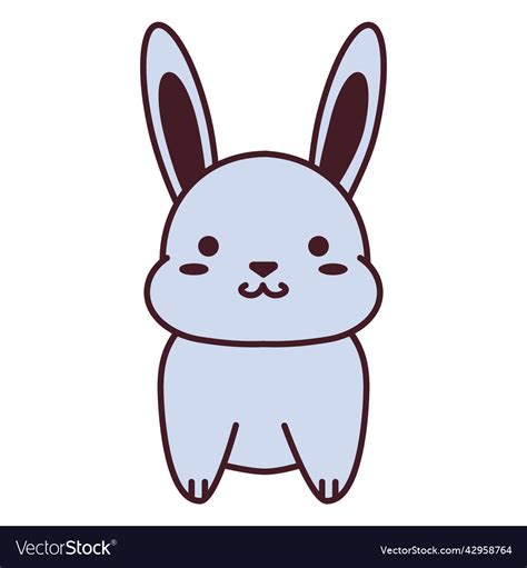 Cute Gray Bunny Flat High Quality Royalty Free Vector Image