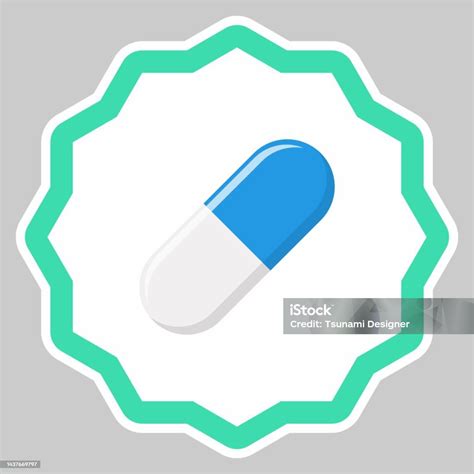 青い錠剤カプセル薬ベクター画像マーク記号の緑のスタイル分離型アイコン アイコンのベクターアート素材や画像を多数ご用意 アイコン