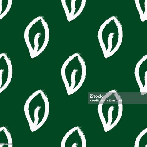 거친 브러시로 손으로 그린 잎을 반복 합니다 자연 완벽 한 패턴입니다 낙서 스케치 그런 지 거친에 대한 스톡 벡터 아트 및 기타 이미지 Istock