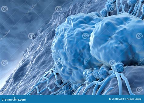 Thyroid Cancer Cells Closeup View 3d Illustration Stock Illustration