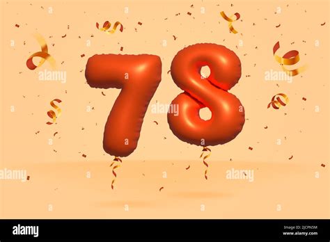 3d number 78 sale off discount promotion made of realistic confetti foil 3d orange helium