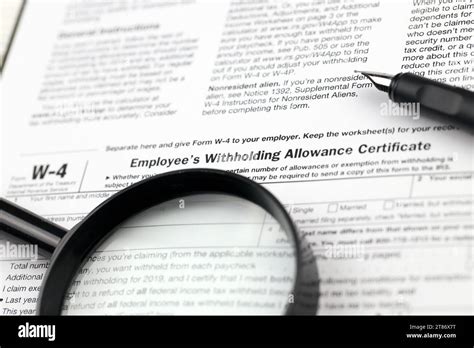 Irs Form W 4 Employees Withholding Allowance Certificate Blank On A4
