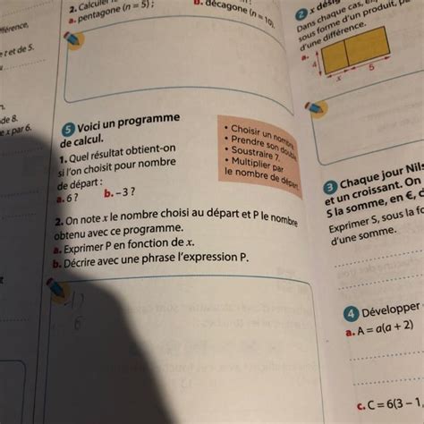 Bonjour pouvez vous maider pour lexercice cinq sil vous plaît