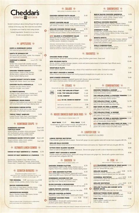 Cheddars Printable Menu Printable Templates