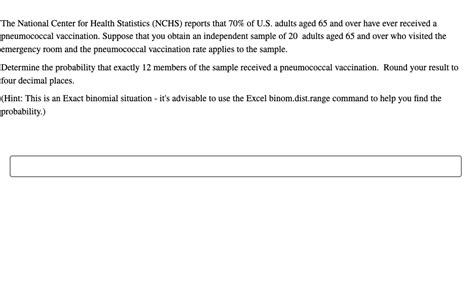 Solved The National Center For Health Statistics Nchs