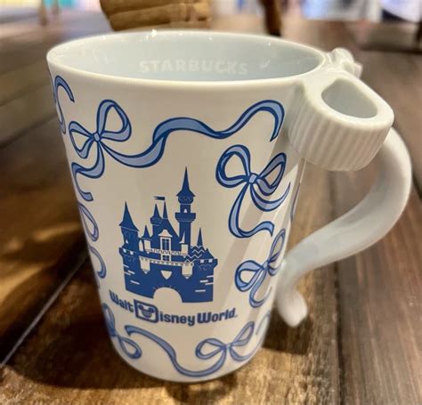 2026 Walt Disney World Parks Starbucks Blue Bow Ribbons Castle Ceramic