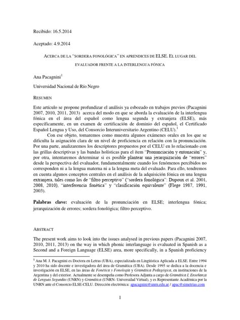 Pacagnini Rasal Definitivo Pdf Fonología Fonema